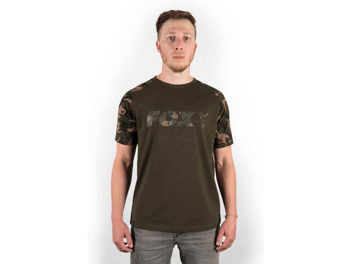 Fox Raglan Khaki / Camo sleeve T-Shirt, 17,50